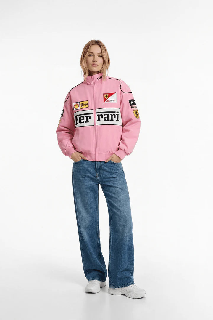 Ferrari F1 Vintage Racing Jacket - Pink Cotton Edition – syzor.pk